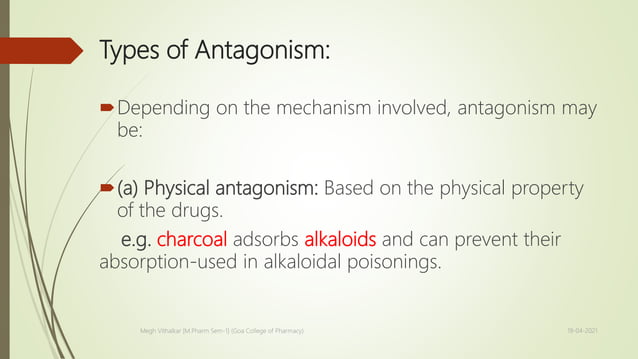 Drug Antagonism and Types. | PPTX