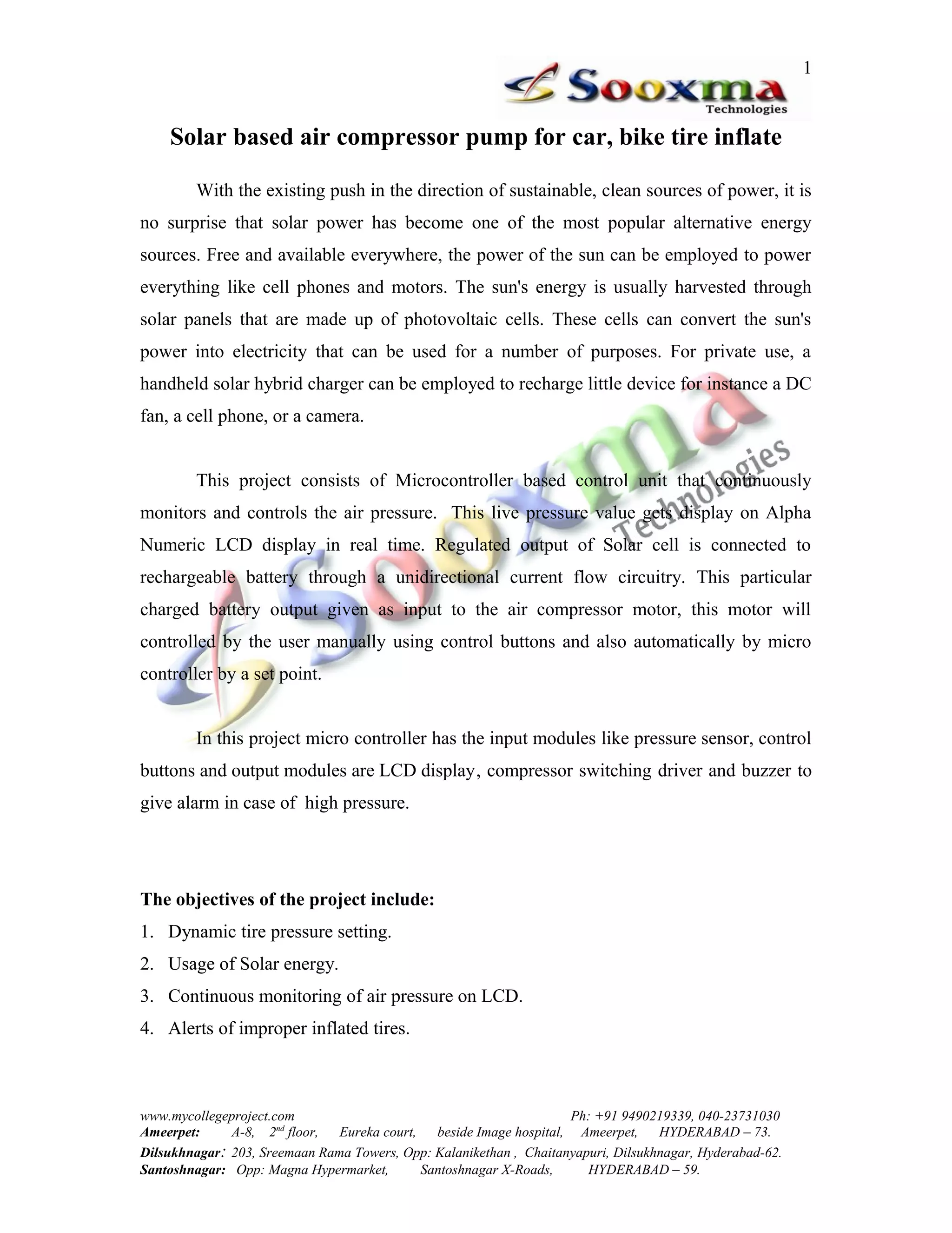 Set 658.solar based air compressor pump for car bike tire inflate | DOC