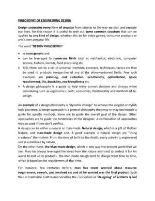 Philosophy and Introduction of Engineering Design | PDF