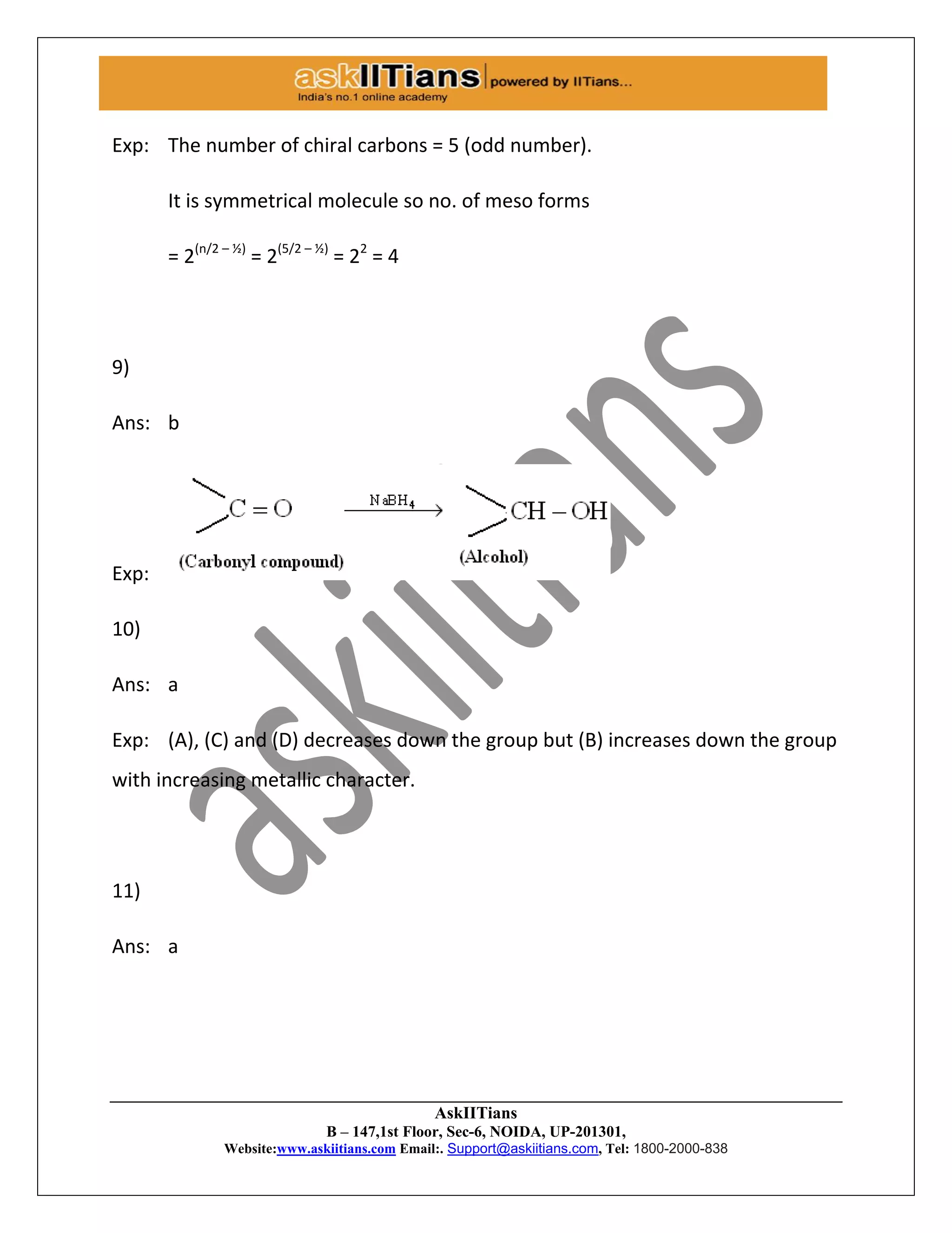 IIT JEE Main Sample Papers Set1 Answers | PDF
