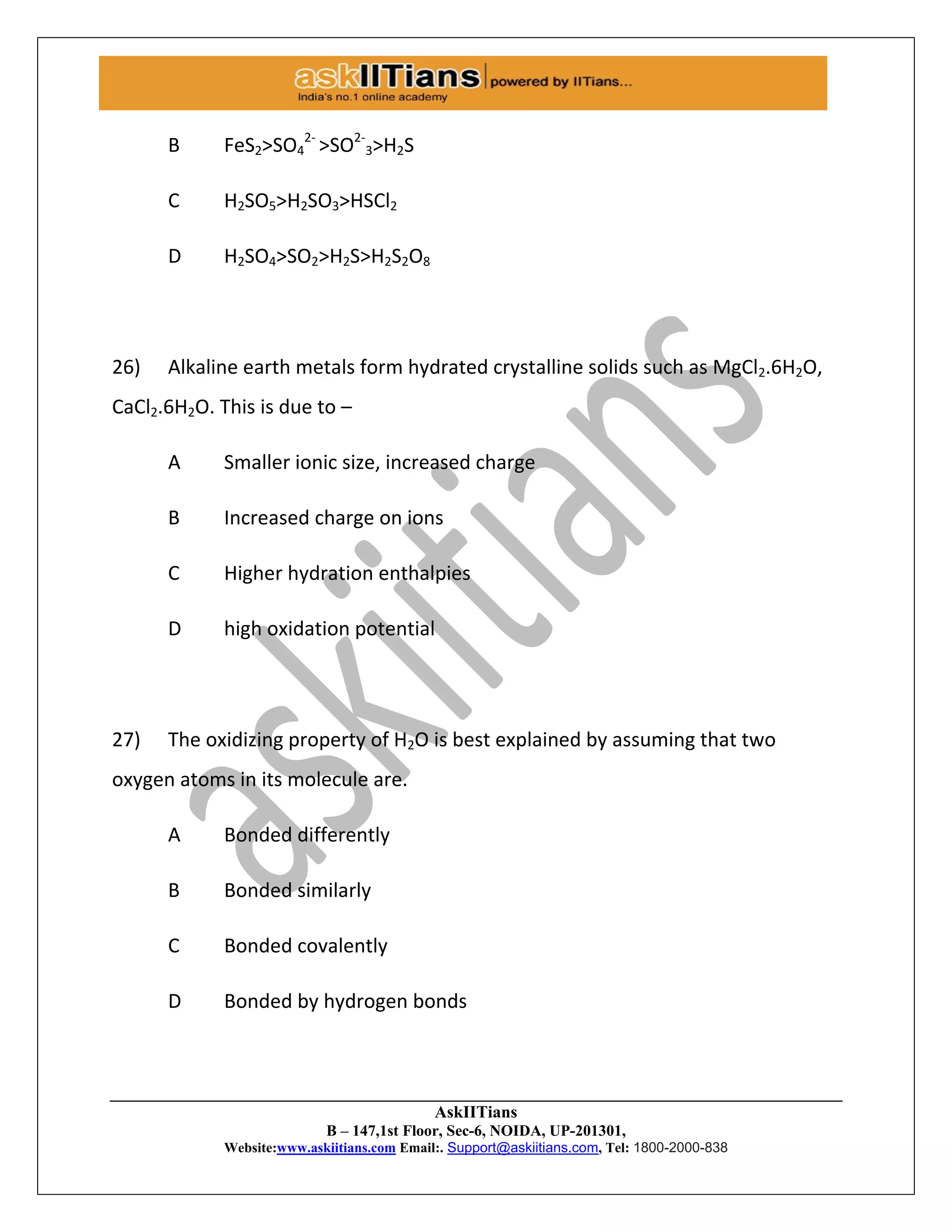 IIT JEE Main Sample Papers Set1 Questions | PDF