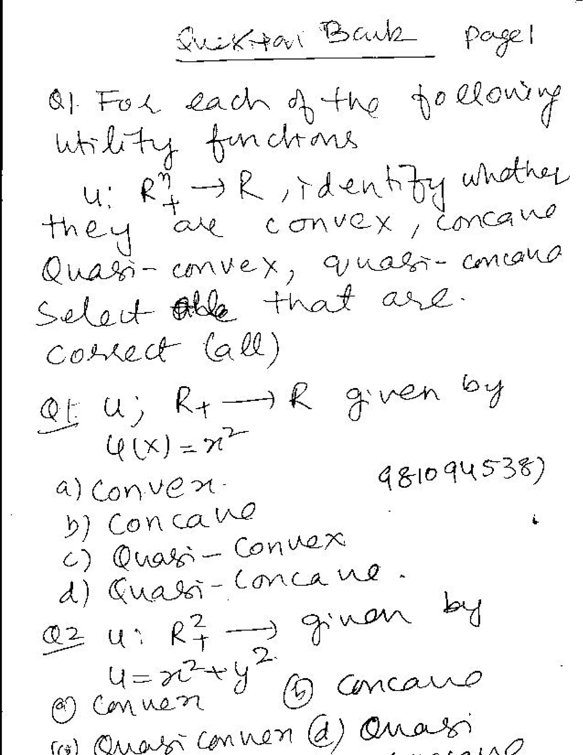 MA ECO ENTRANCE QUASI CONCAVE QUASI CONVEX AND QUASICONCAVE | PDF