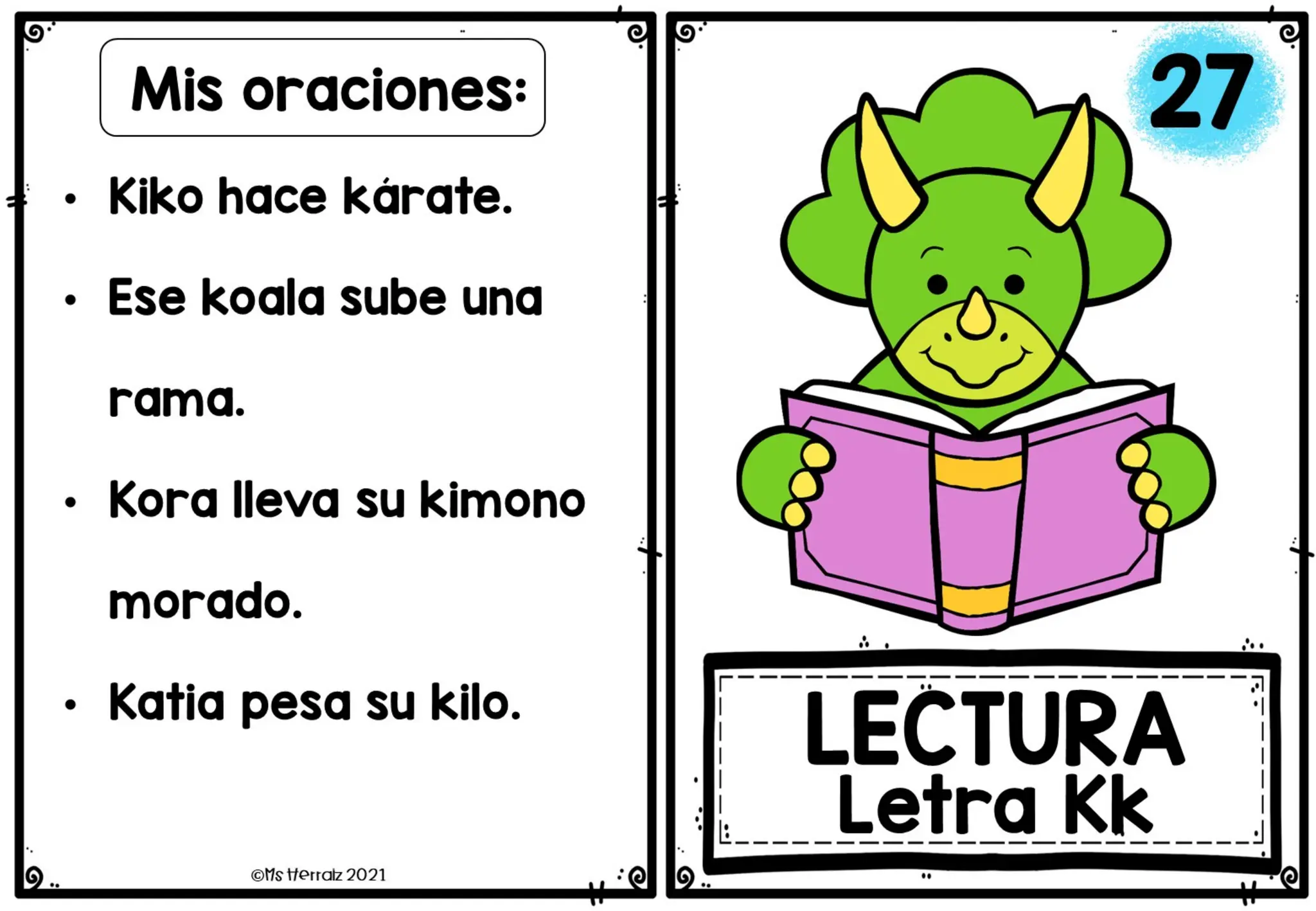 Lectura del koala para repasar la letra k | PDF