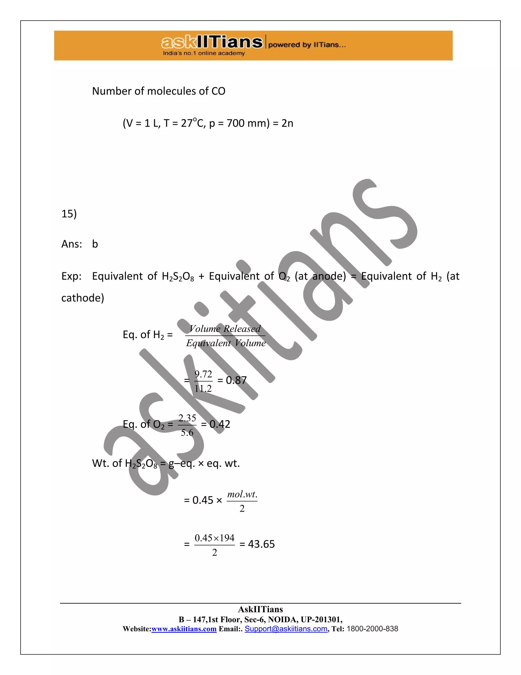 IIT JEE Main Sample Paper Set2_Answer | PDF