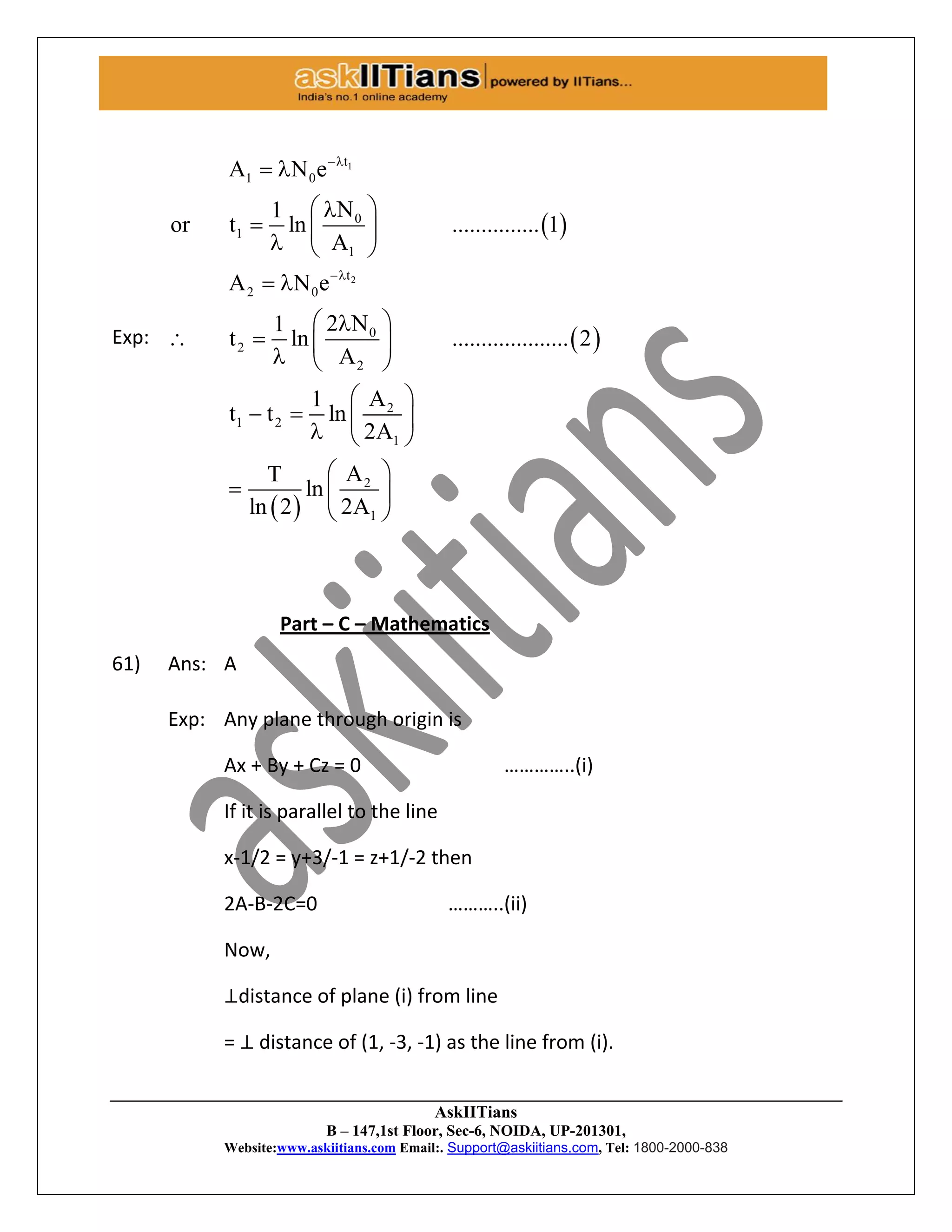 IIT JEE Main Sample Paper Set2_Answer | PDF