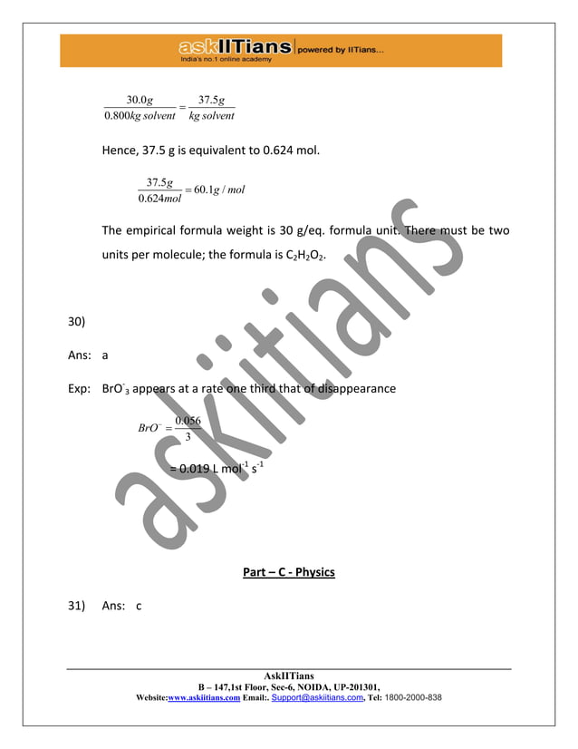 IIT JEE Main Sample Paper Set2_Answer | PDF