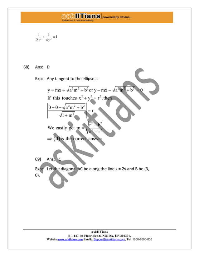 IIT JEE Main Sample Paper Set2_Answer | PDF