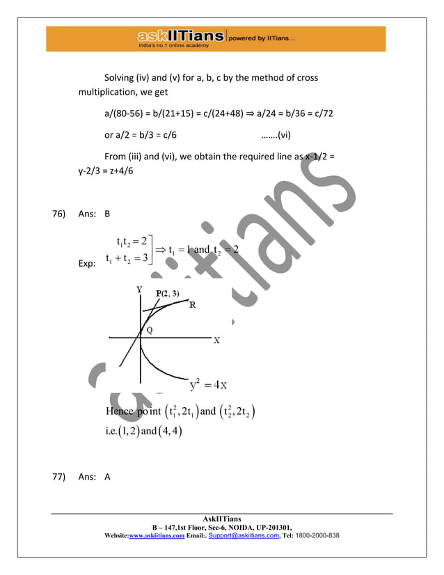 IIT JEE Main Sample Paper Set2_Answer | PDF