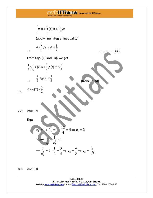 IIT JEE Main Sample Paper Set2_Answer | PDF