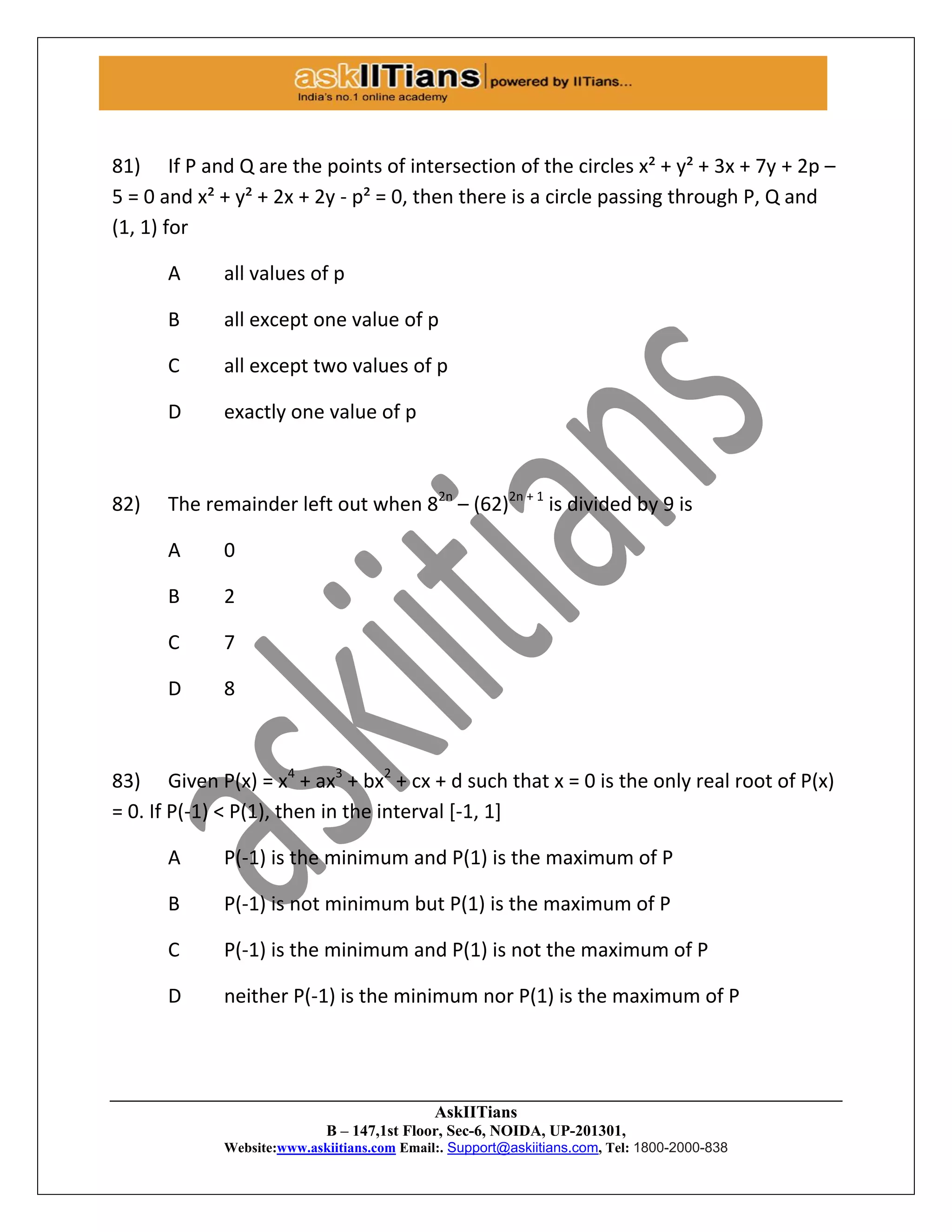 IIT JEE Main Sample Paper Set2 Questions | PDF