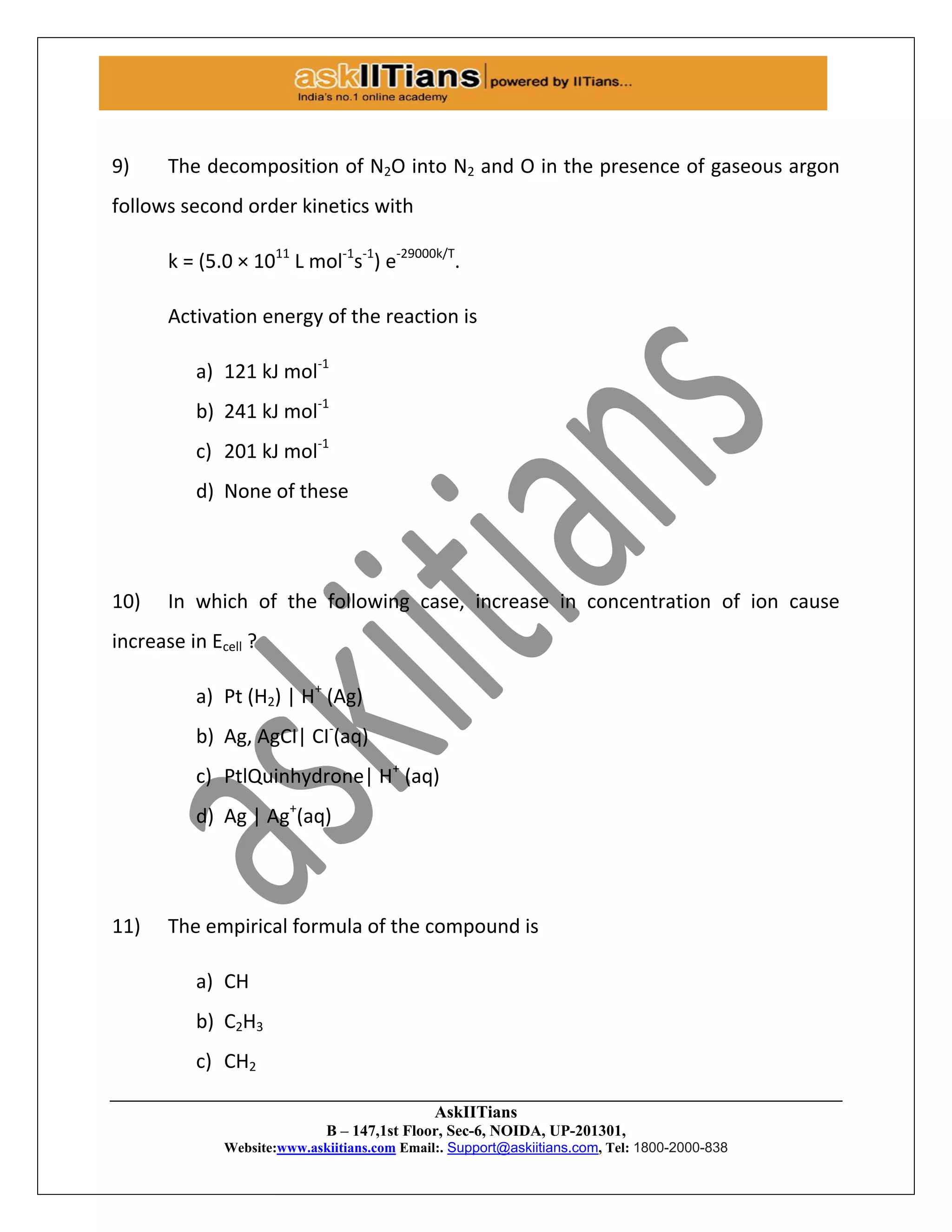 IIT JEE Main Sample Paper Set2 Questions | PDF