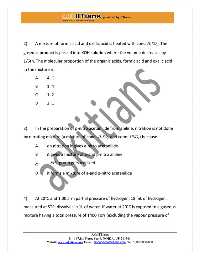 IIT JEE Main Sample Paper Set2 Questions | PDF