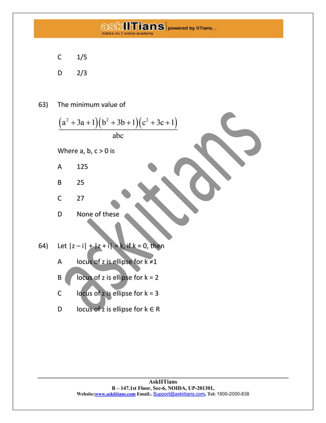 IIT JEE Main Sample Paper Set2 Questions | PDF