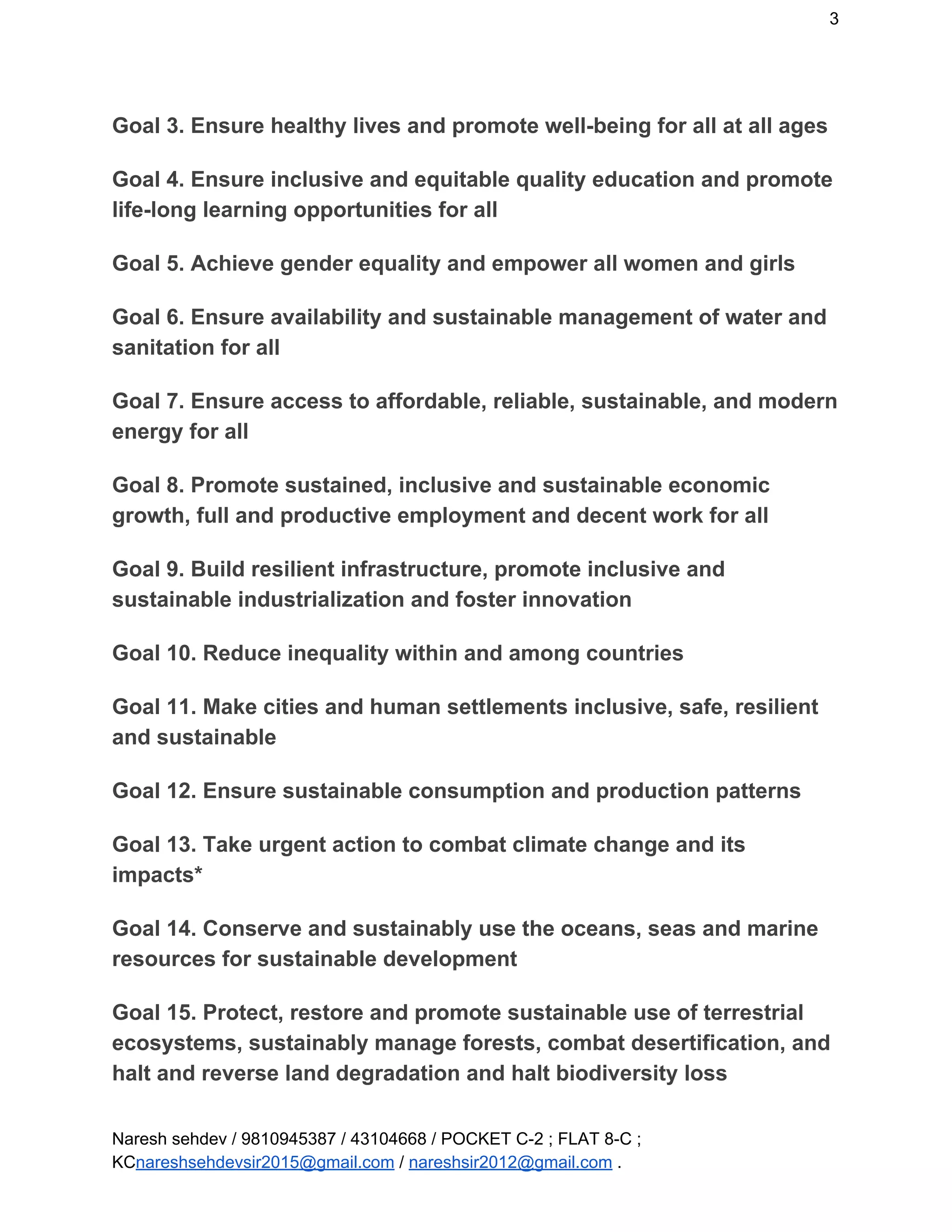 SHORT NOTE ON SUSTAINABLE DEVELOPMENT GOALS | PDF