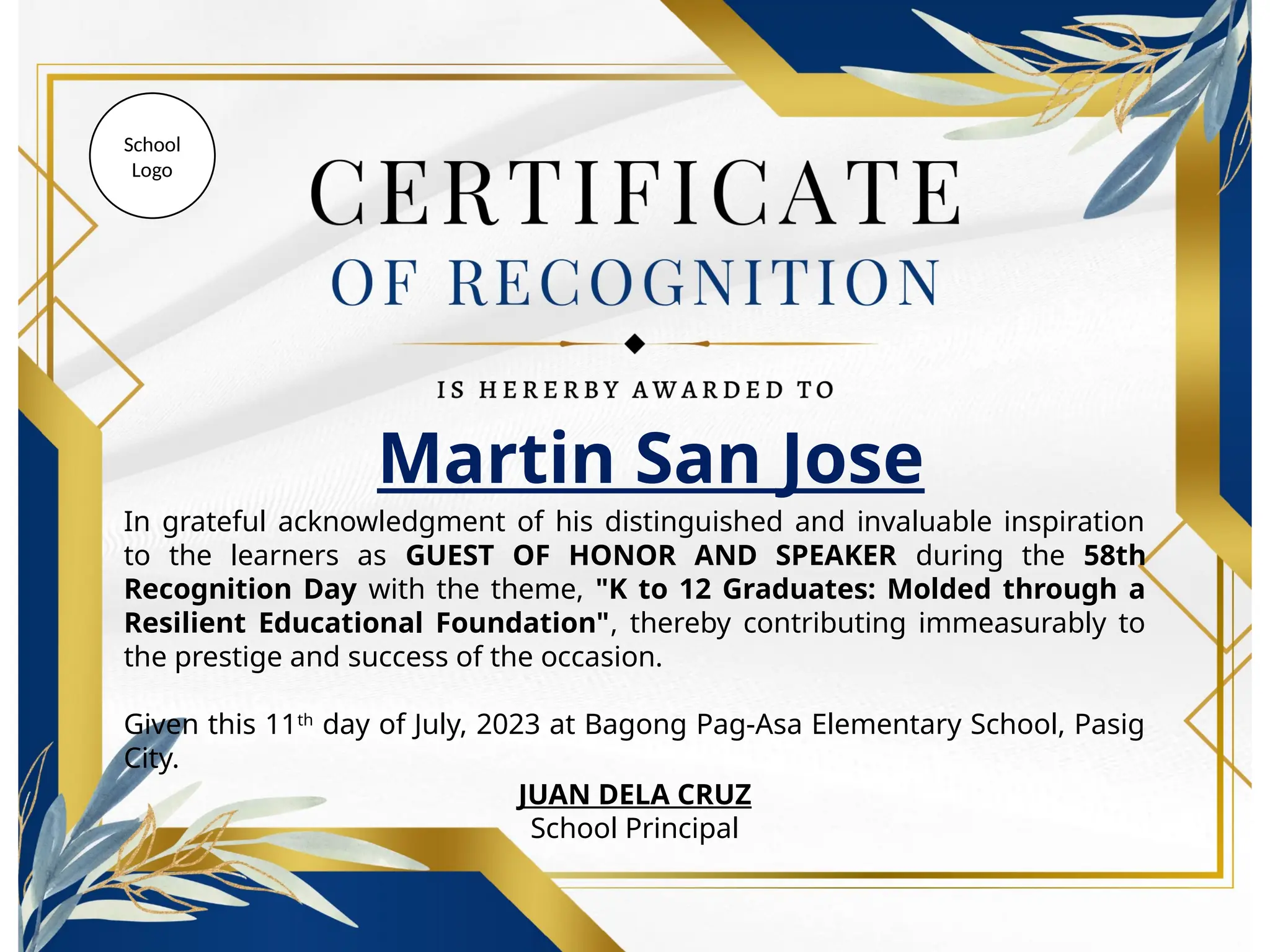 Certificate Template for school activities | PPTX | Graduation ...