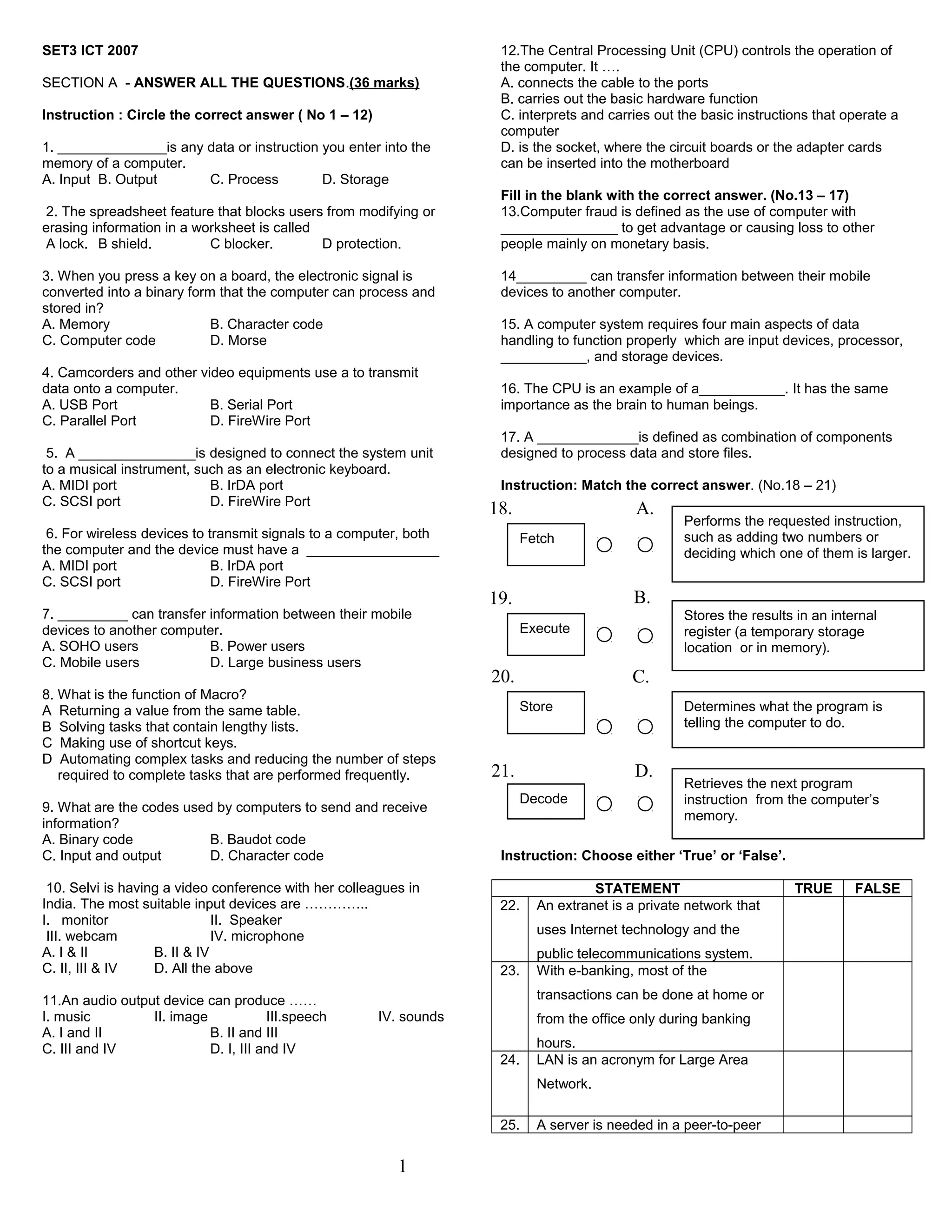 Set3 ict-question | DOC | Operating Systems | Computer Software and Applications