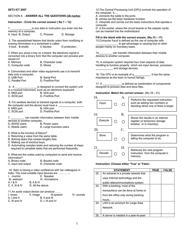 Set3 ict-question | DOC | Operating Systems | Computer Software and ...