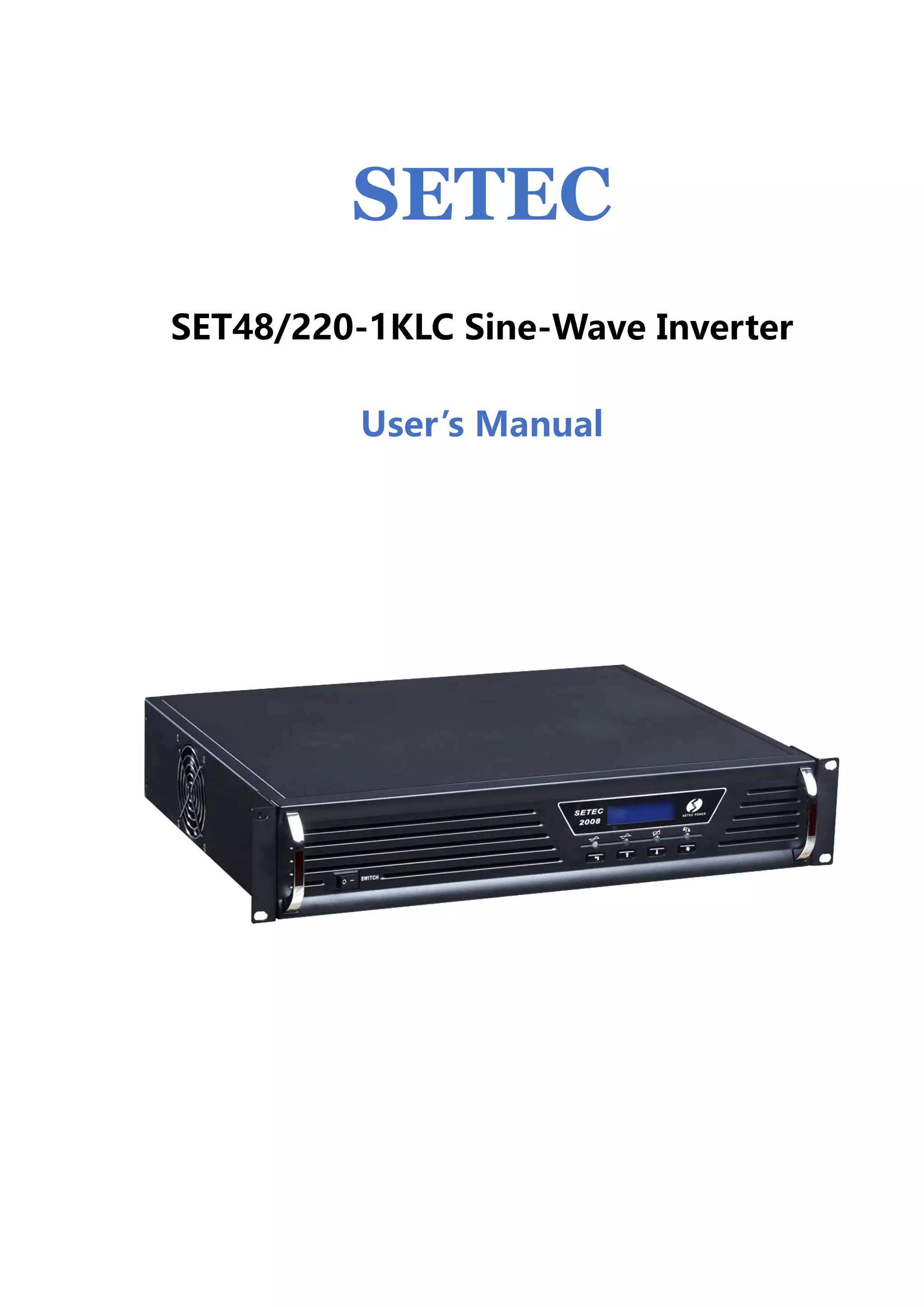 Set48 220 1 klc user manual, High frequency DC 48v to AC 220v inverter ...