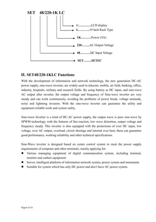 Set48 220 1 klc user manual, High frequency DC 48v to AC 220v inverter ...