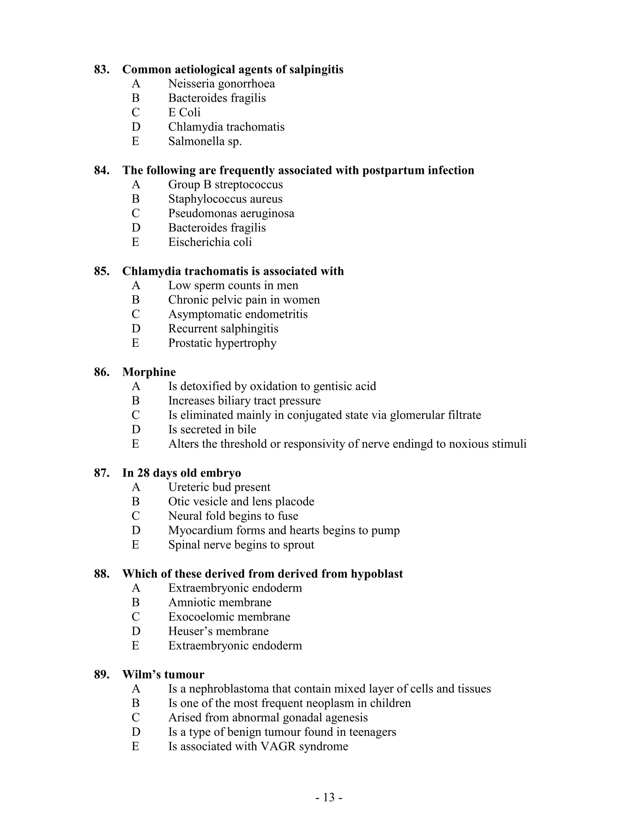 MRCOG PART 1 PRACTICE MCQ | PDF