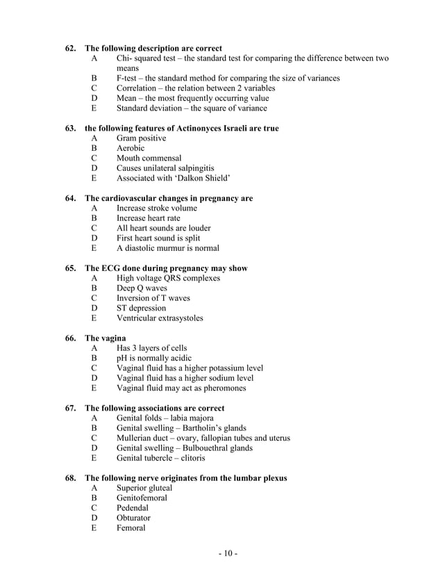 MRCOG PART 1 PRACTICE MCQ | PDF