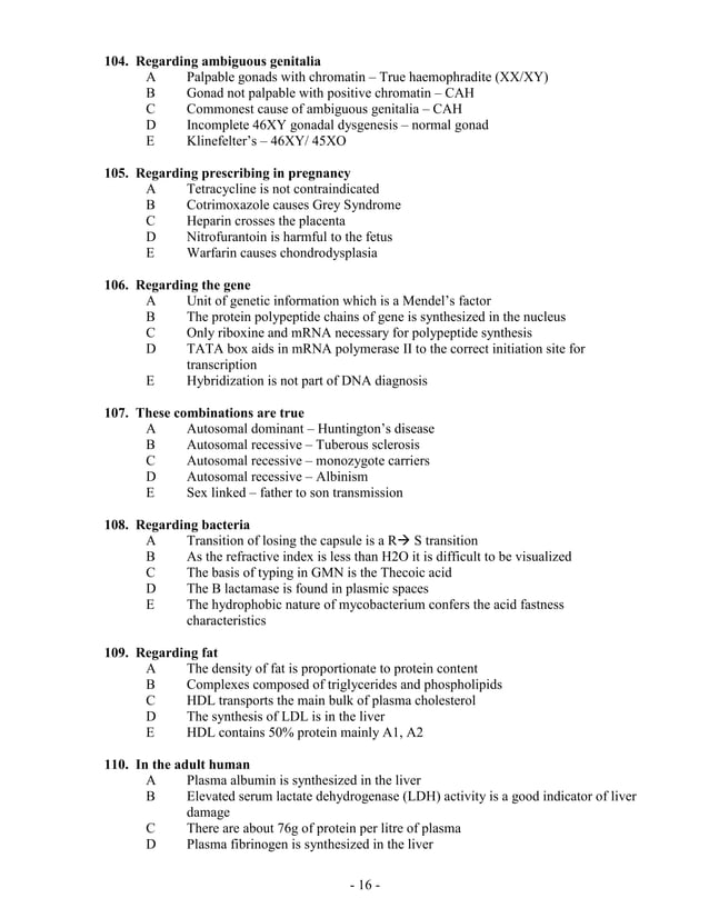 MRCOG PART 1 PRACTICE MCQ | PDF