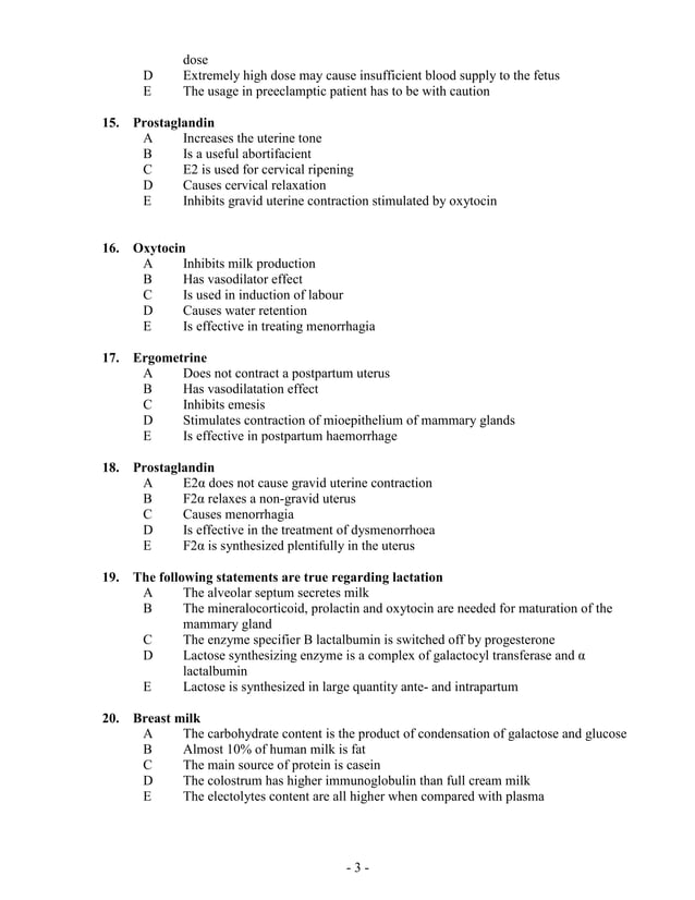 MRCOG PART 1 PRACTICE MCQ | PDF