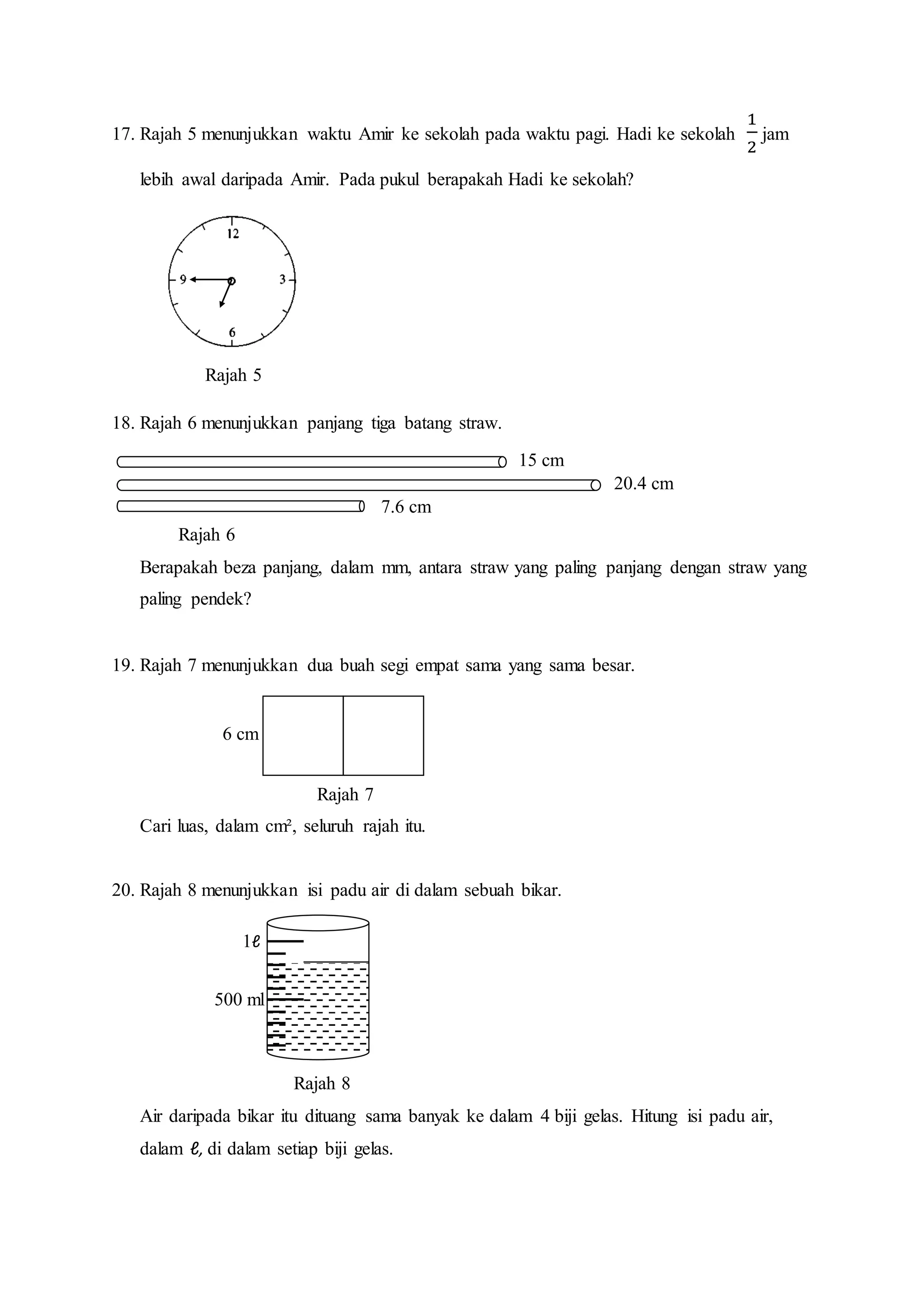 Set A Latihan Matematik Tahun 6 | DOCX