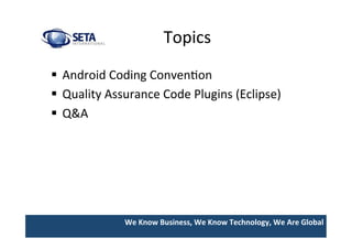 Aandroid coding convention and quality assurance plugin | PDF