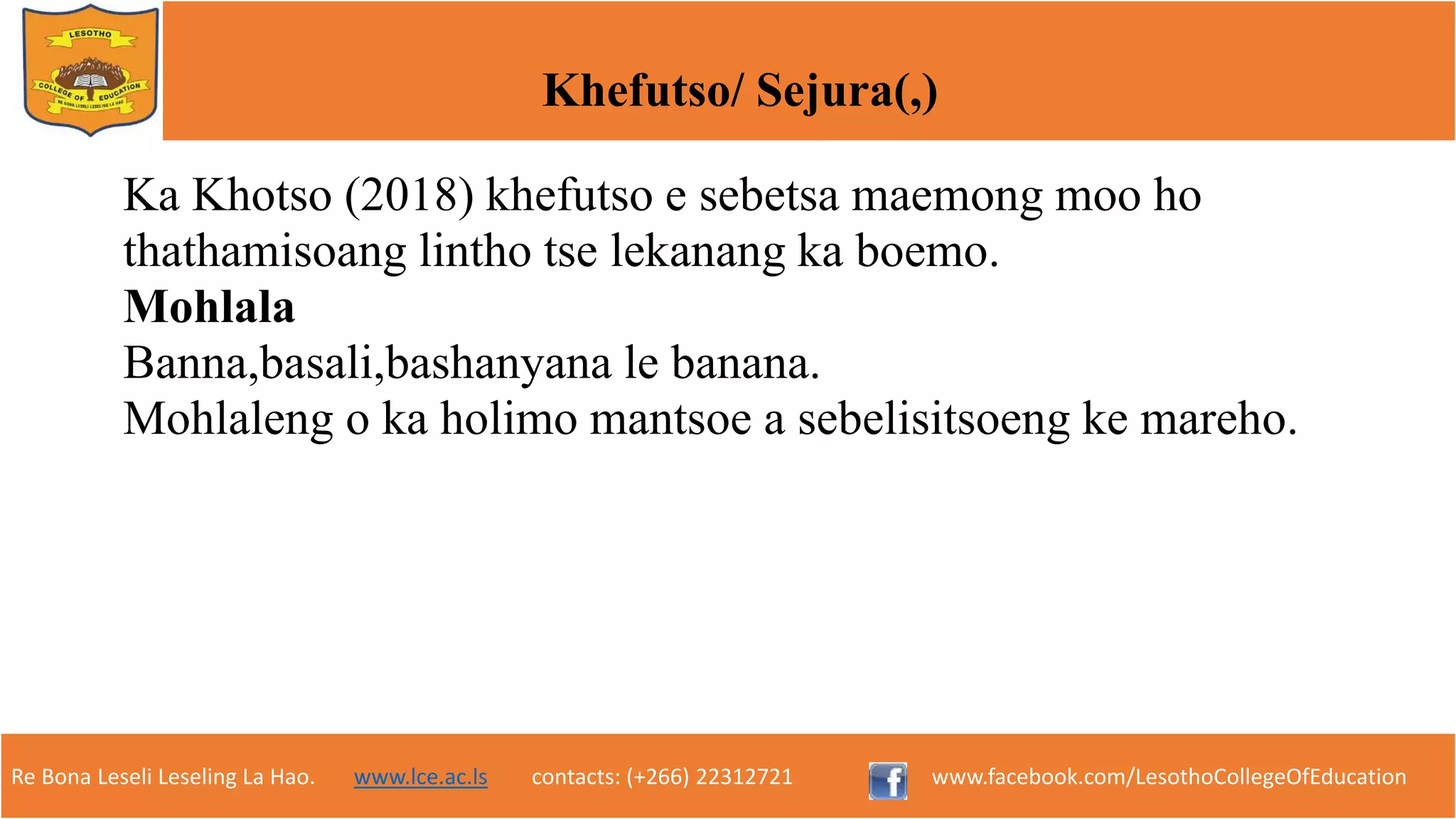 Setaele sa thothokiso | PPTX