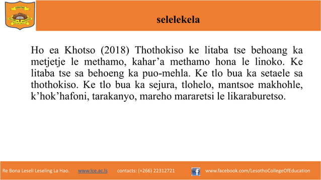 Setaele sa thothokiso | PPTX