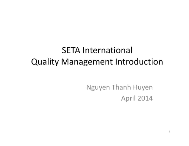 Quality Management Introduction | PPT