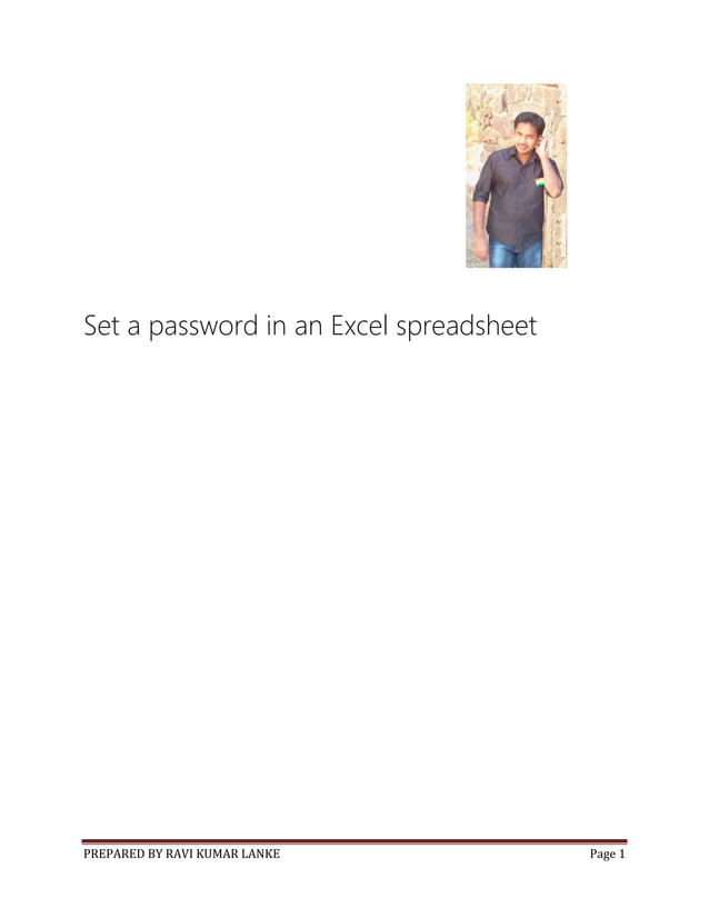 Set a password in an excel spreadsheet | PDF
