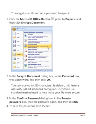 Set a password in a word document | PDF