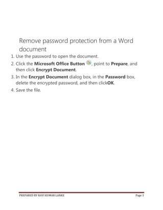 Set a password in a word document | PDF