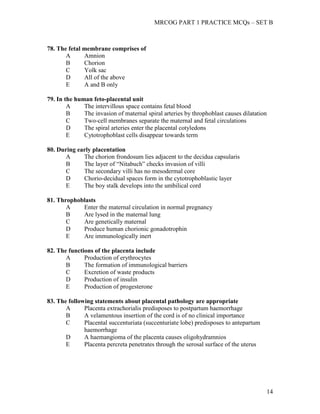 MRCOG Part 1 Practice MCQs | PDF