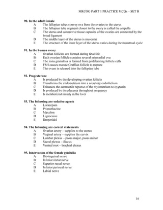 MRCOG Part 1 Practice MCQs | PDF