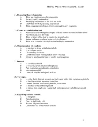 MRCOG Part 1 Practice MCQs | PDF