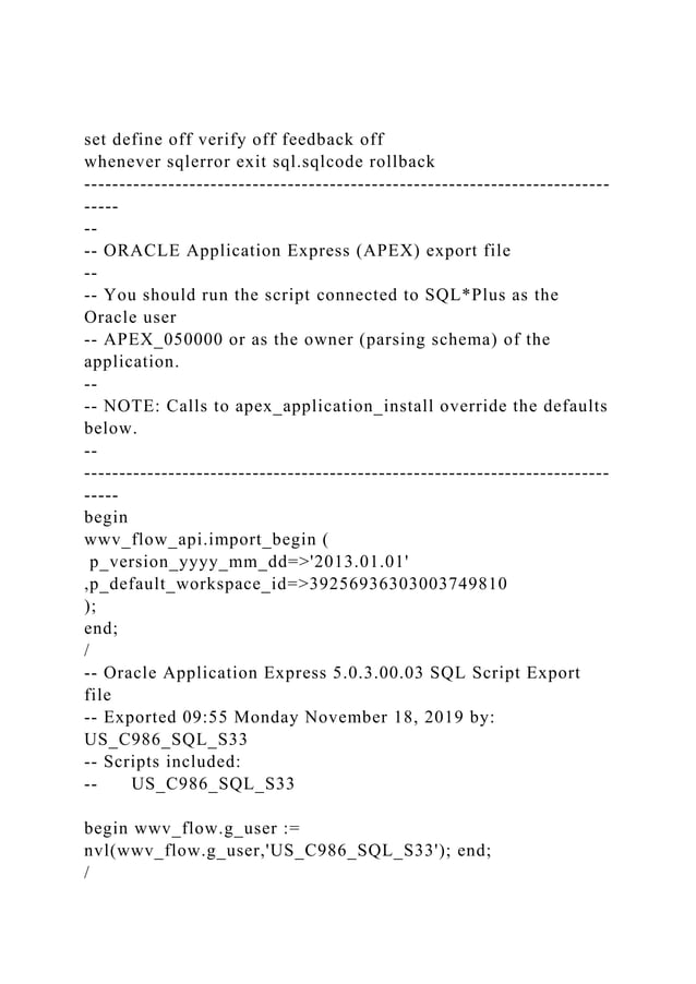 Set Define Off Verify Off Feedback Offwhenever Sqlerror Exit Sql docx Set Define Off Verify Off Feedback Offwhenever Sqlerror Exit Sql docx