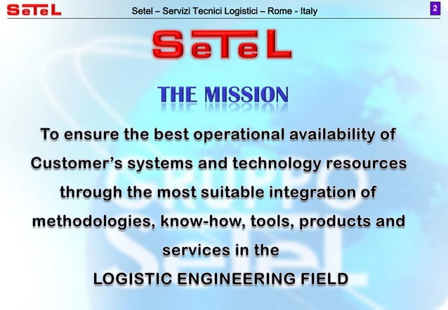 SETEL - Integrated Support Logistic Engineering - 40 years on the ...