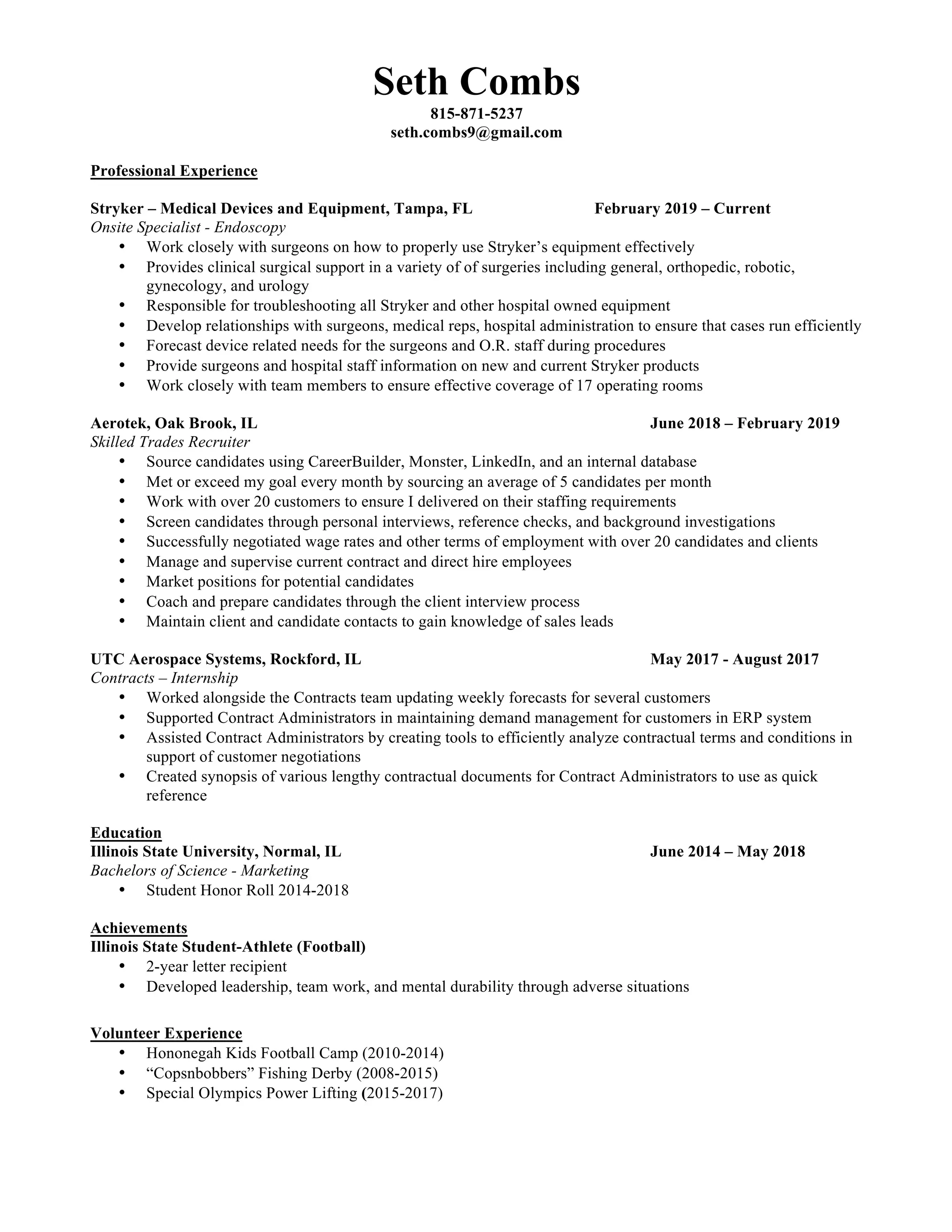 Seth Combs 2019 Resume | PDF