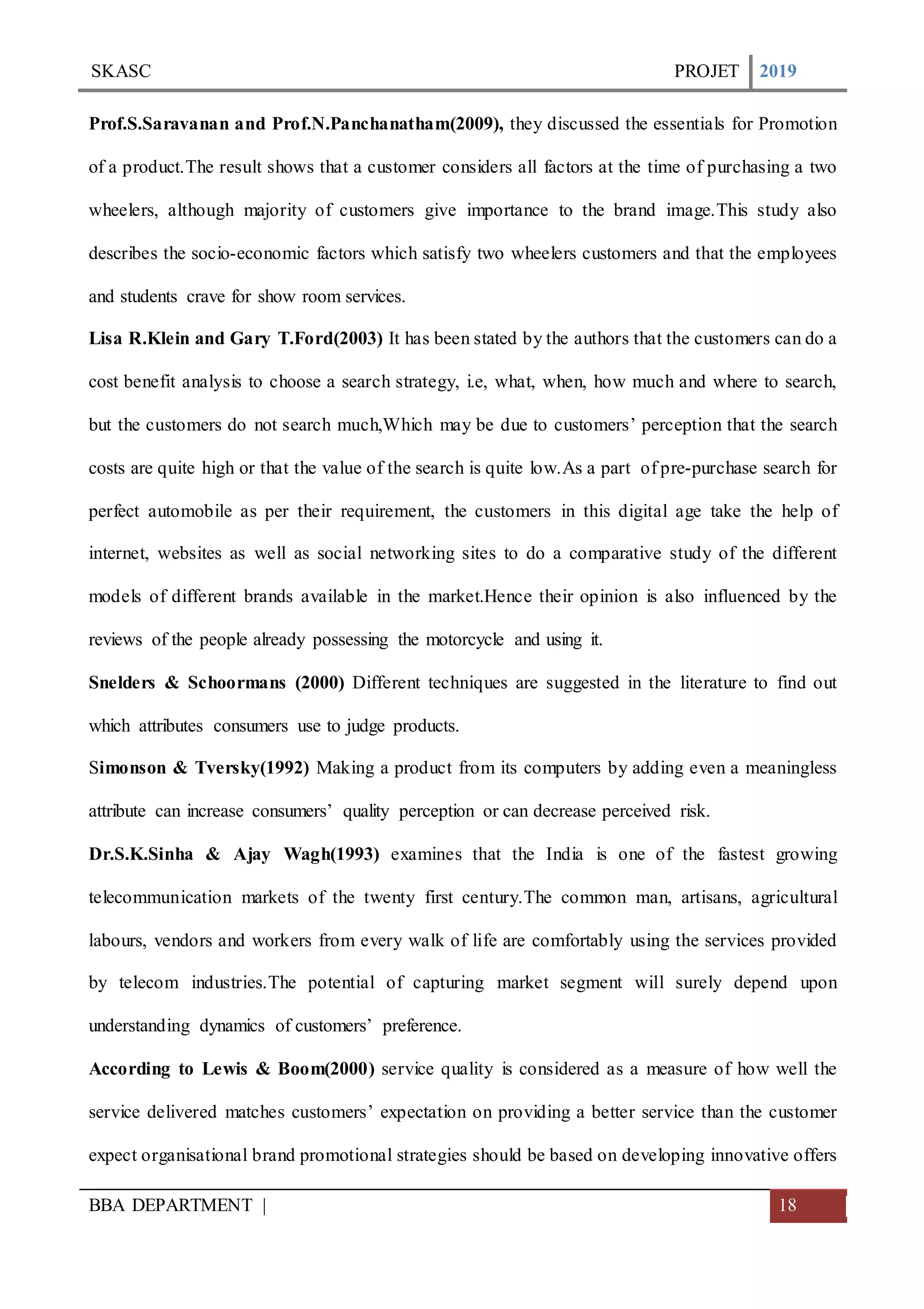 A STUDY ON CONSUMER SATISFICATION ON TVS BIKES | DOCX