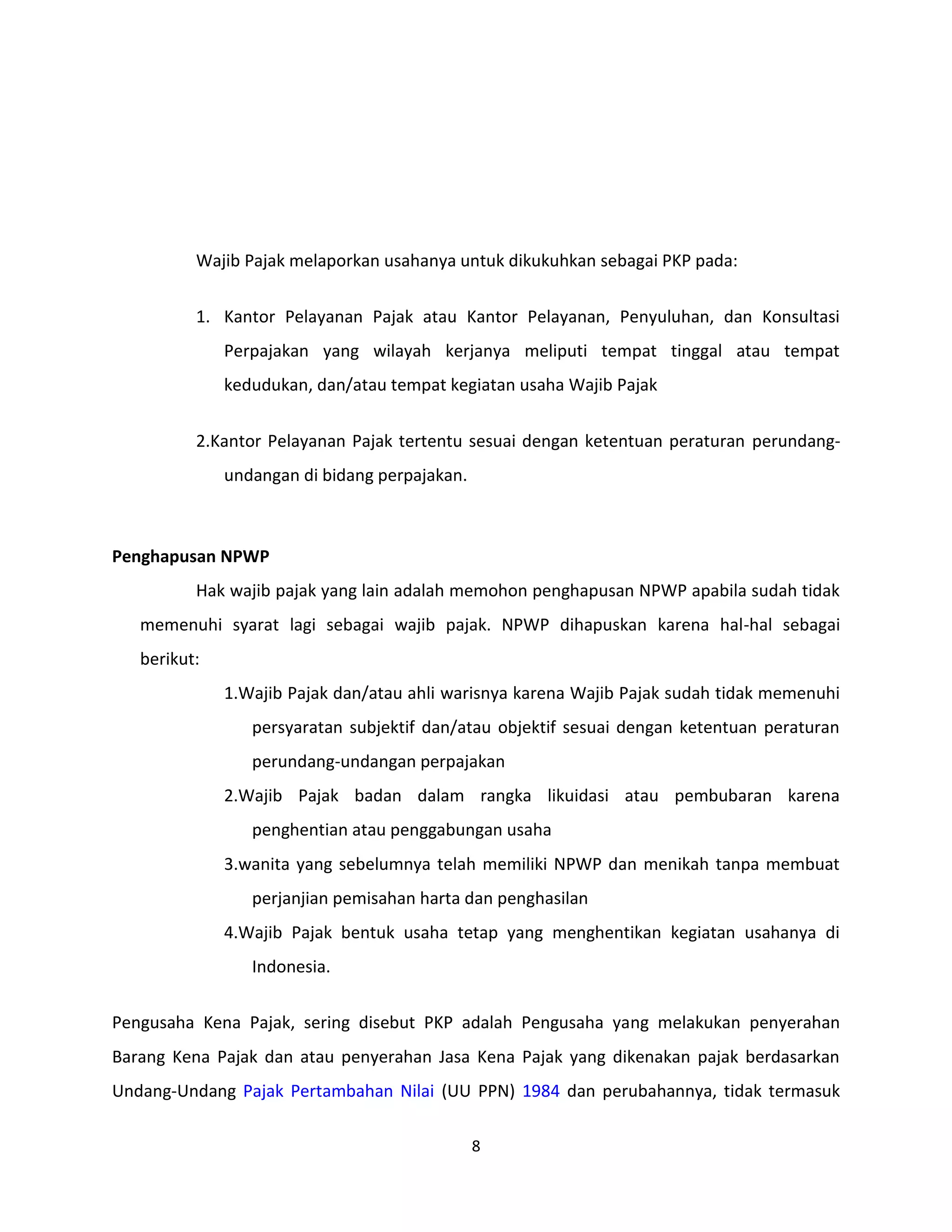 Nomor pokok wajib pajak dan pengukuhan pengusaha kena pajak | PDF