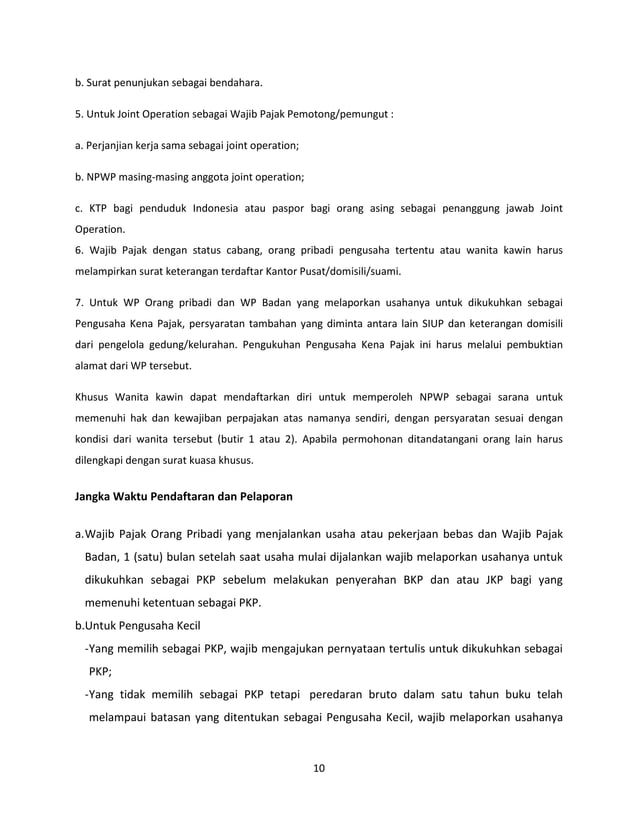 Nomor pokok wajib pajak dan pengukuhan pengusaha kena pajak | DOCX