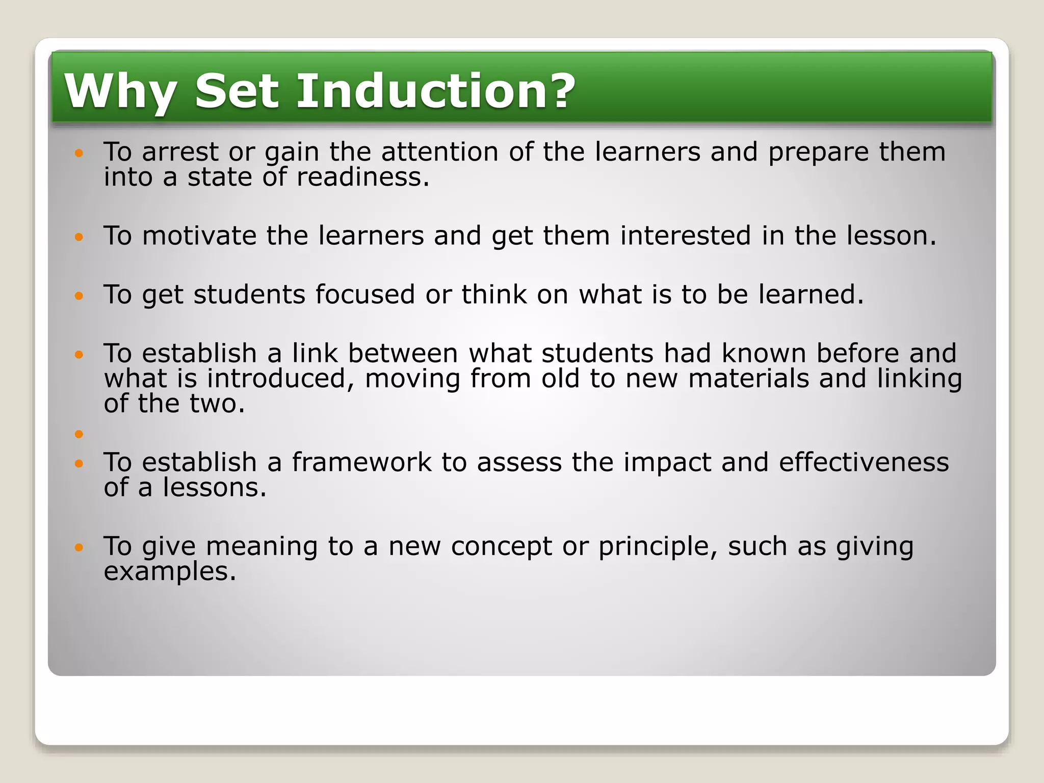 Set induction skill | PPT