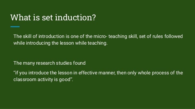 Set Induction Skill - Concept and Techniques of Set Induction | PDF