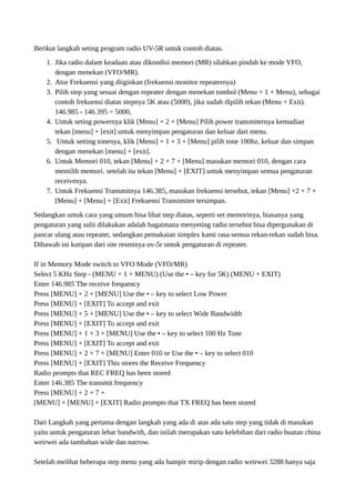 Seting baofeng uv 5 r | ODT