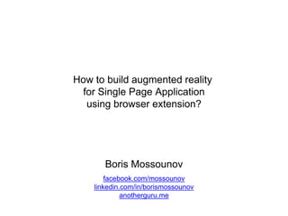 How to build augmented reality for Single Page Application using ...