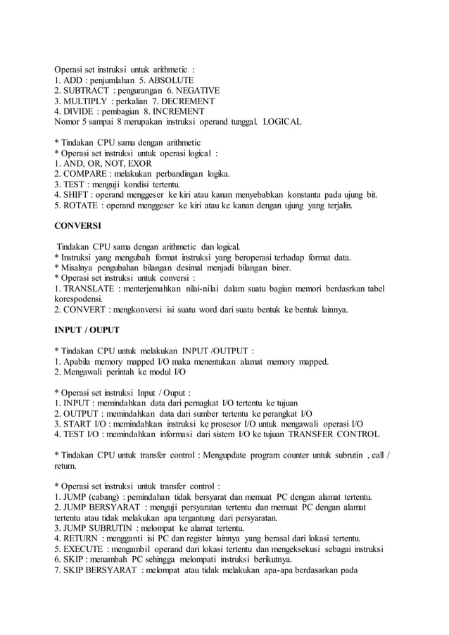Set intruksi berupa jenis intruksi teknik pengalamatan | DOCX