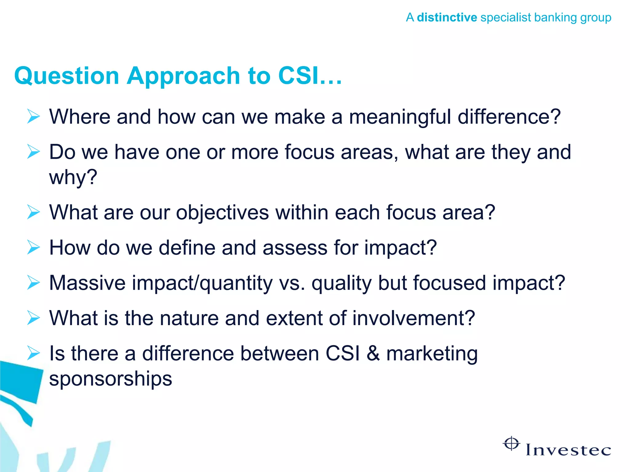 CSI communications - Serious Social Investing 2011 | PPT